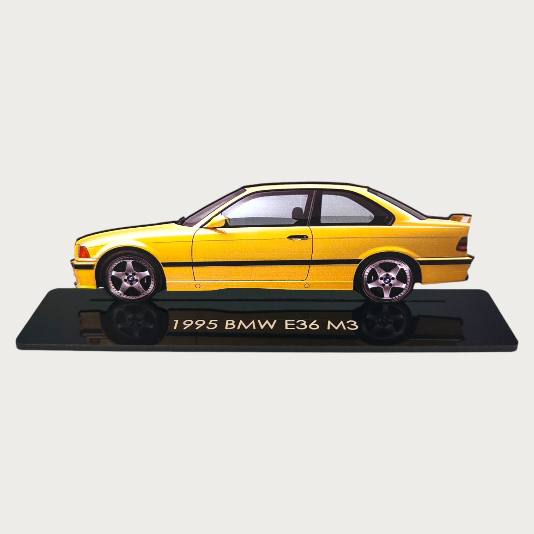 1995 BMW E36 M3 (2) Metal Car Wall Art, Color 2D Diecast Car Decor, Si ...