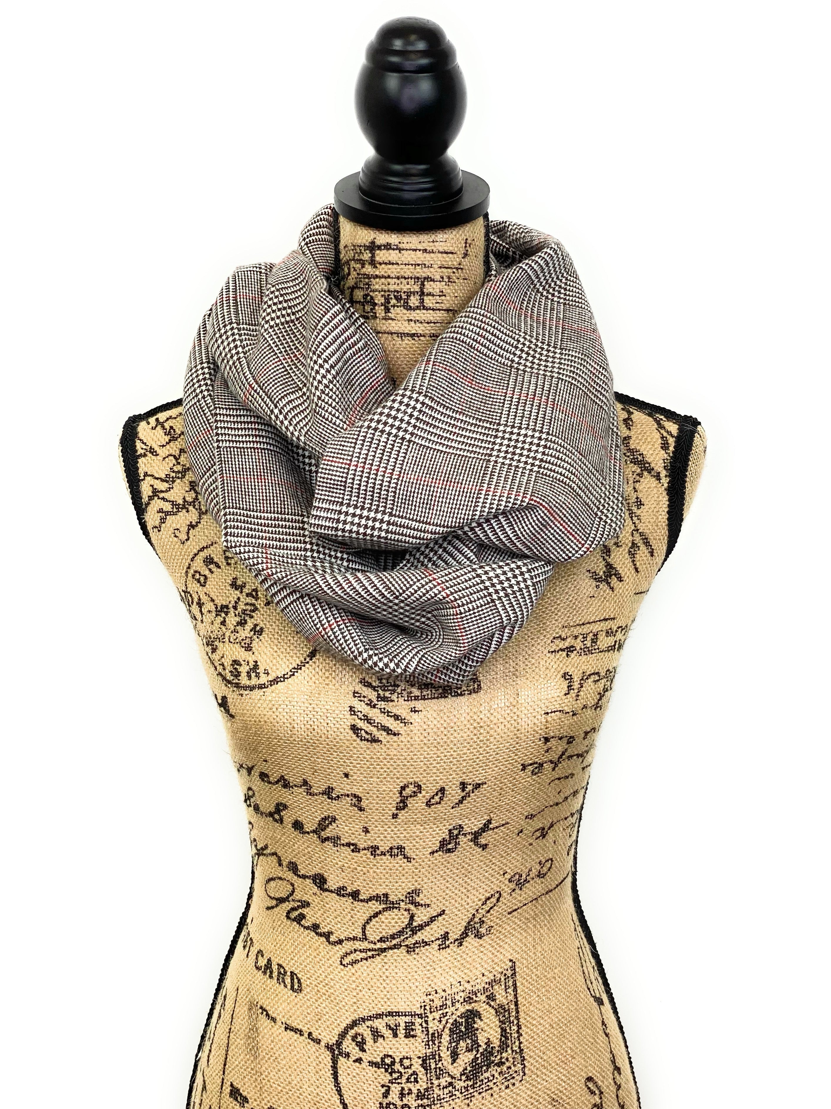 Dark Brown and Cream with Burnt Orange Glen Check Plaid Flannel Infini ...