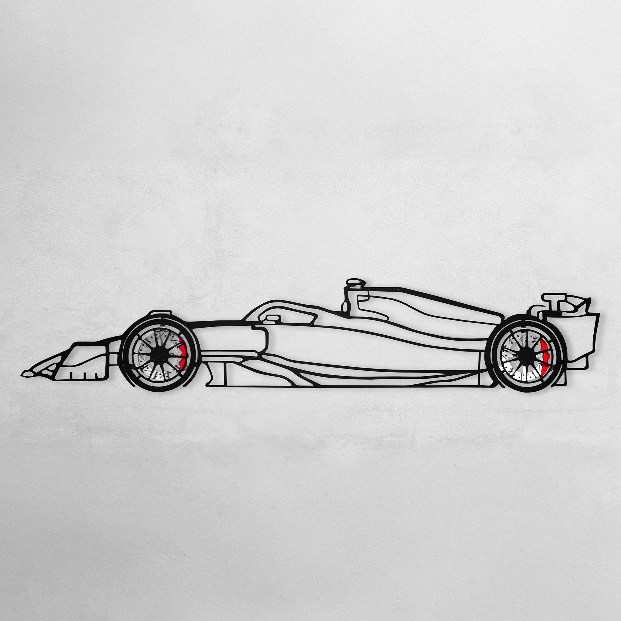 Formula 1 Wall Art – Steel Silhouette Racing Car with Spinning Wheels ...