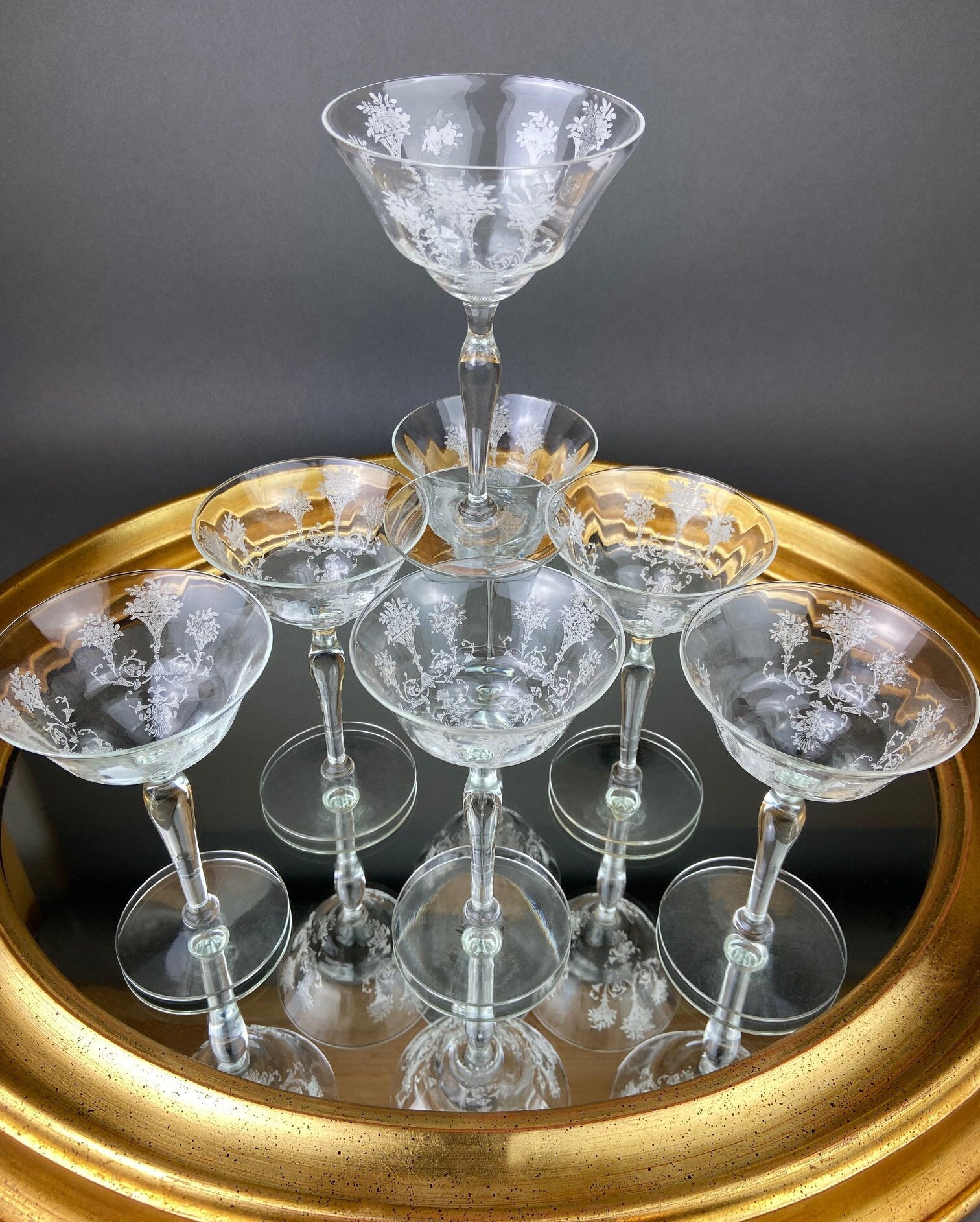 Morgantown Mayfair Etched Glasses, Liquoir or Coctail, Vintage Glass ...