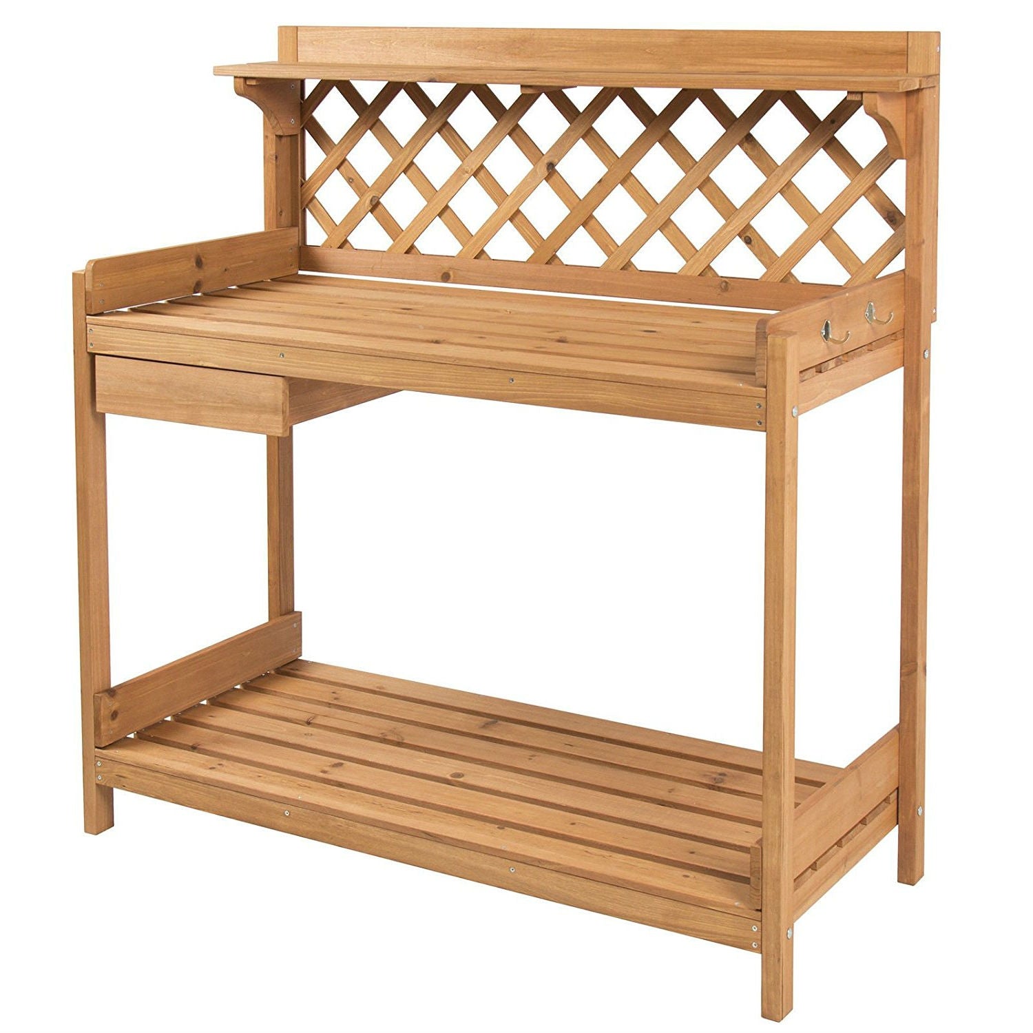 Solid Wood Garden Work Table Potting Bench in Natural Finish – Tampa ...