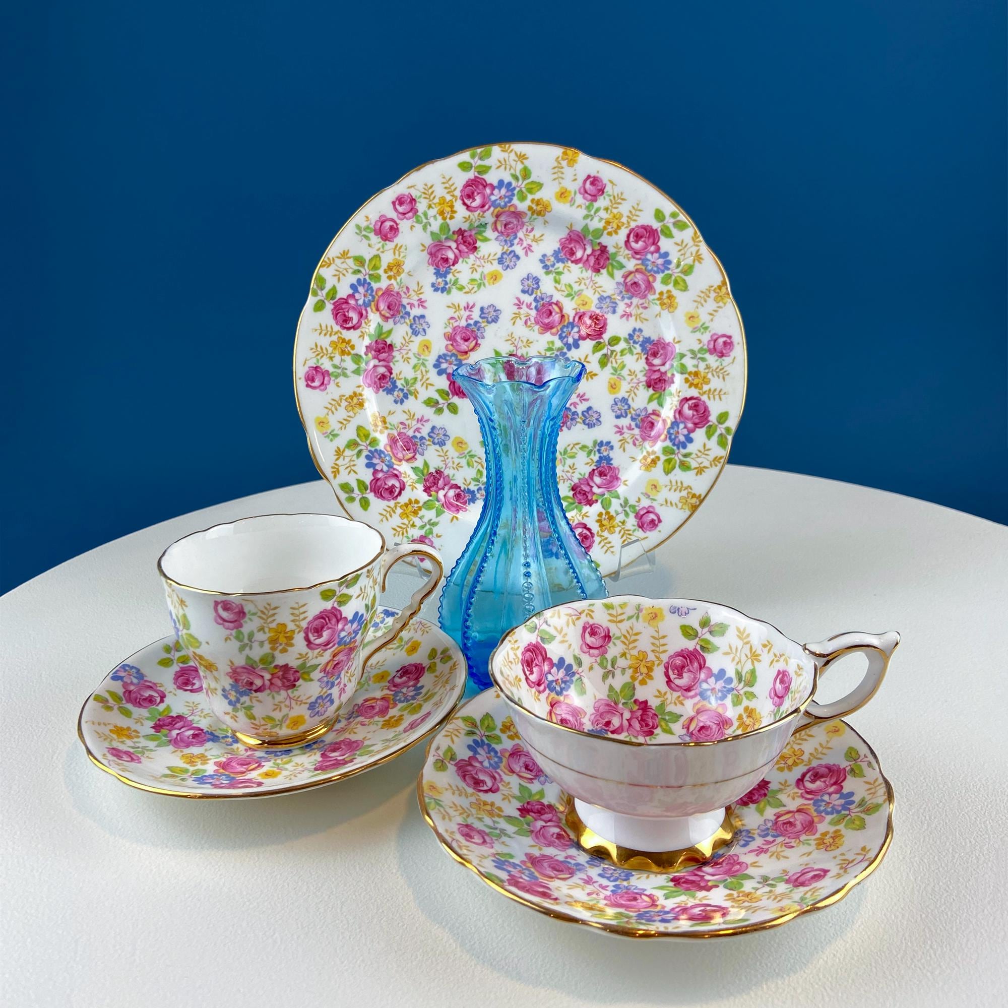 Vintage Collection of 2 Tea or Coffee Cups & Saucers. Stafford June Ro ...